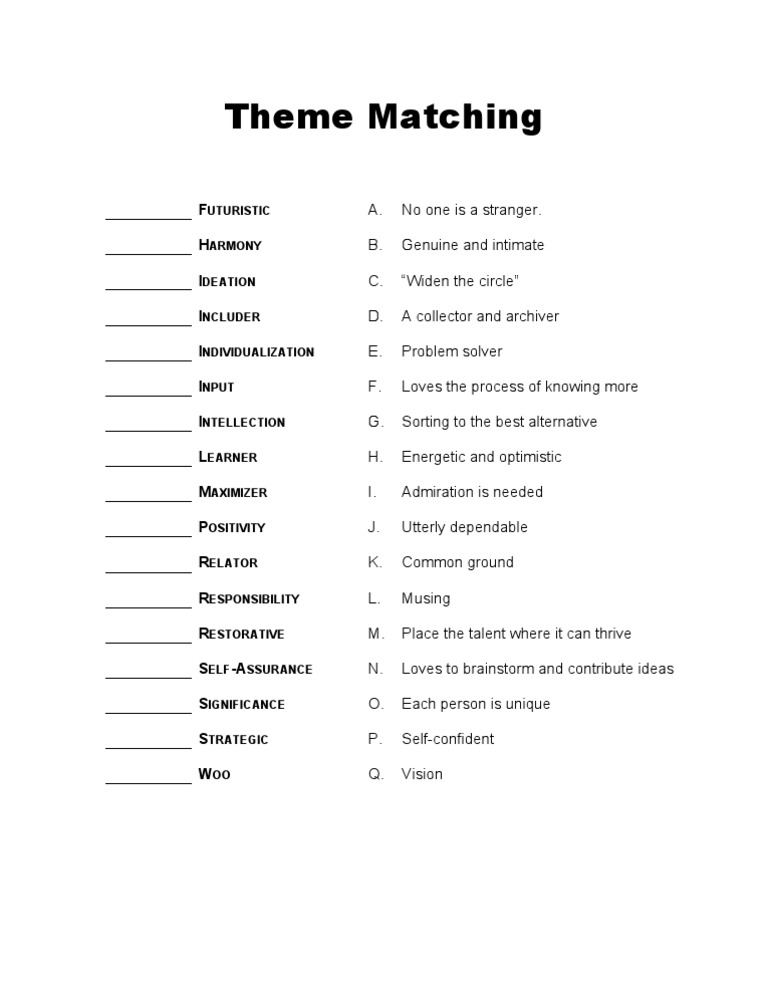 Theme Matching: Personality Traits Guide | PDF | Career & Growth ...