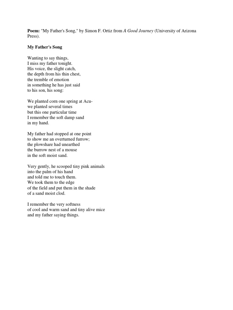 My Fathers Song Simon Ortiz | PDF