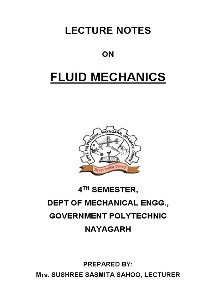 Fluid Mechanics Lect Notes With Sample Ques | PDF | Fluid Dynamics ...