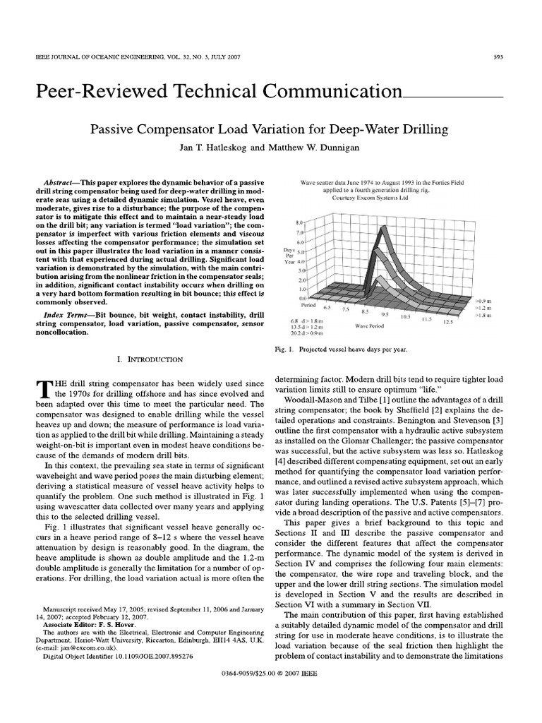Passive Compensator Load Variation For Deep Water Drilling Pdf