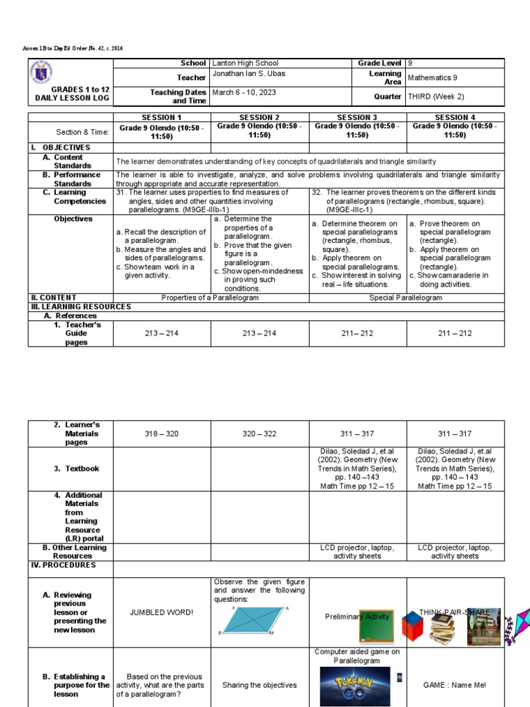 DLL-2nd-week 7-12 | PDF | Rectangle | Learning