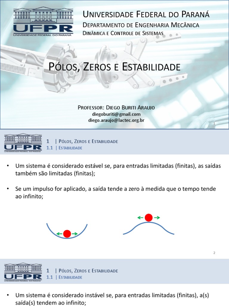 Aula 2 - Pólos, Zeros e Estabilidade | PDF | Conceitos matemáticos | Objetos matemáticos
