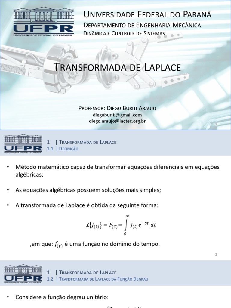 Aula 1 - Transformada de Laplace | PDF | Transformada de Laplace | Derivado
