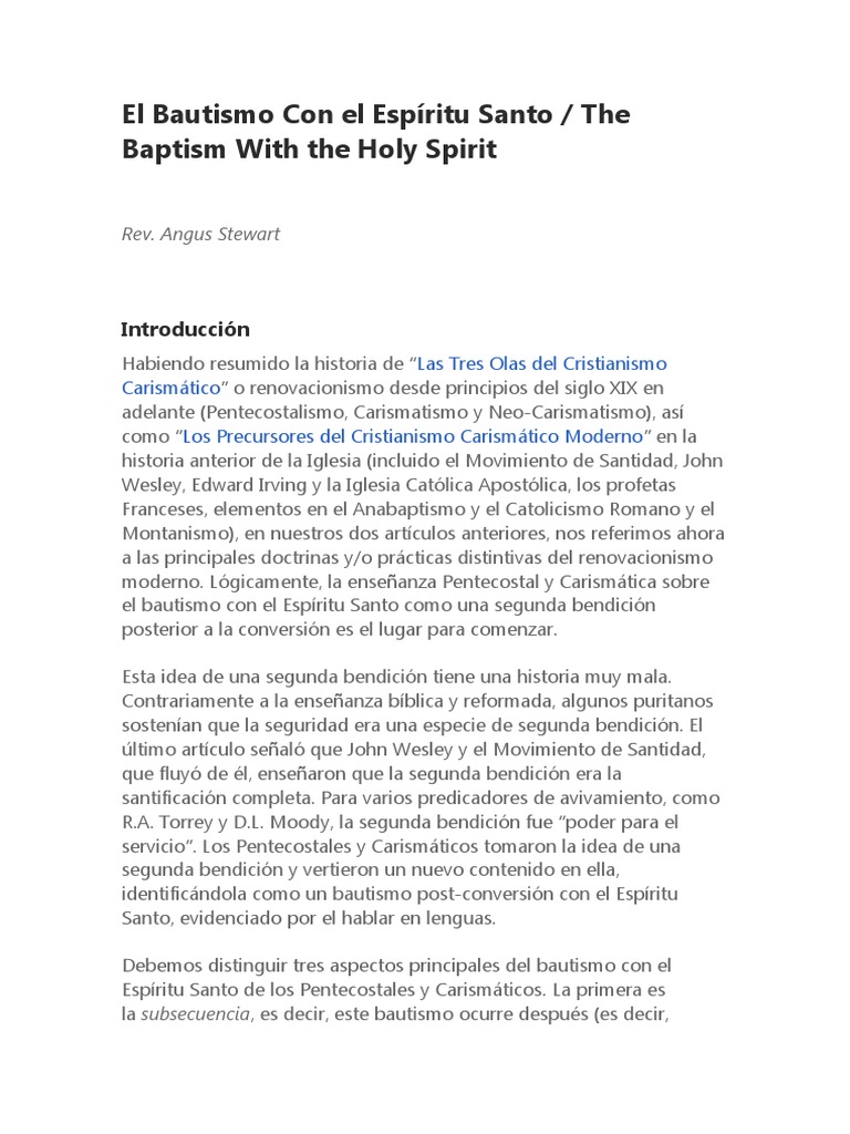 El Bautismo Con El Espíritu Santo | PDF | Salvación | Bautismo Con El Espiritu Santo