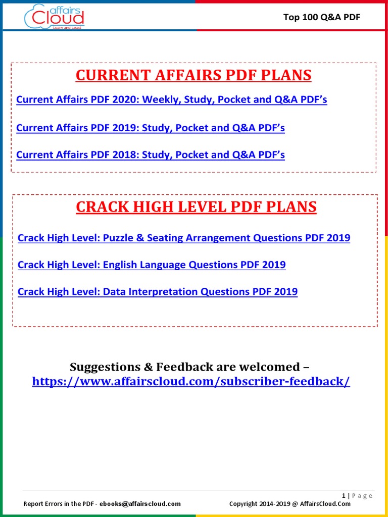 2 Q&A PDF Top 100 - February 2020 by AffairsCloud | PDF 2 Q&A PDF Top 100 - February 2020 by AffairsCloud | PDF