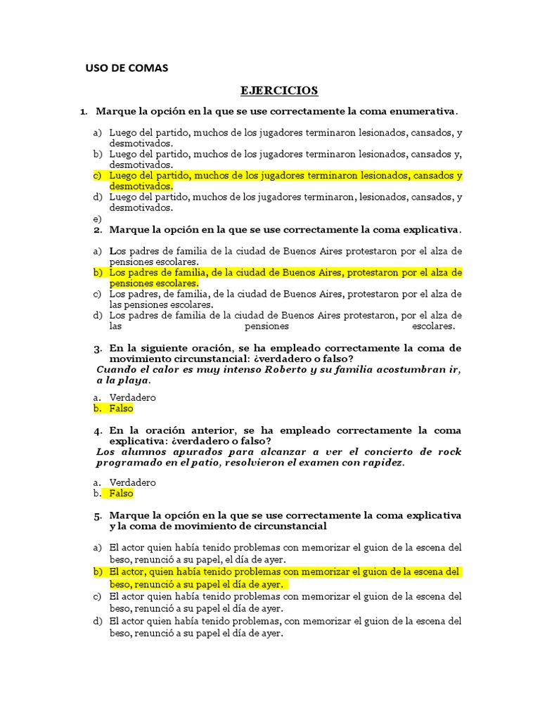 Uso correcto de las comas | PDF | Sicología