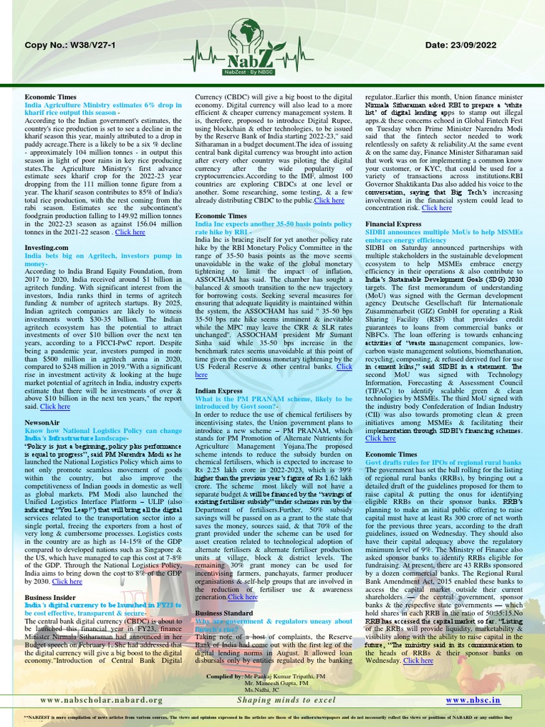 Nabz V27 | PDF | Reserve Bank Of India | Banks