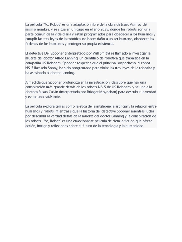 La Película Yo Robot | PDF