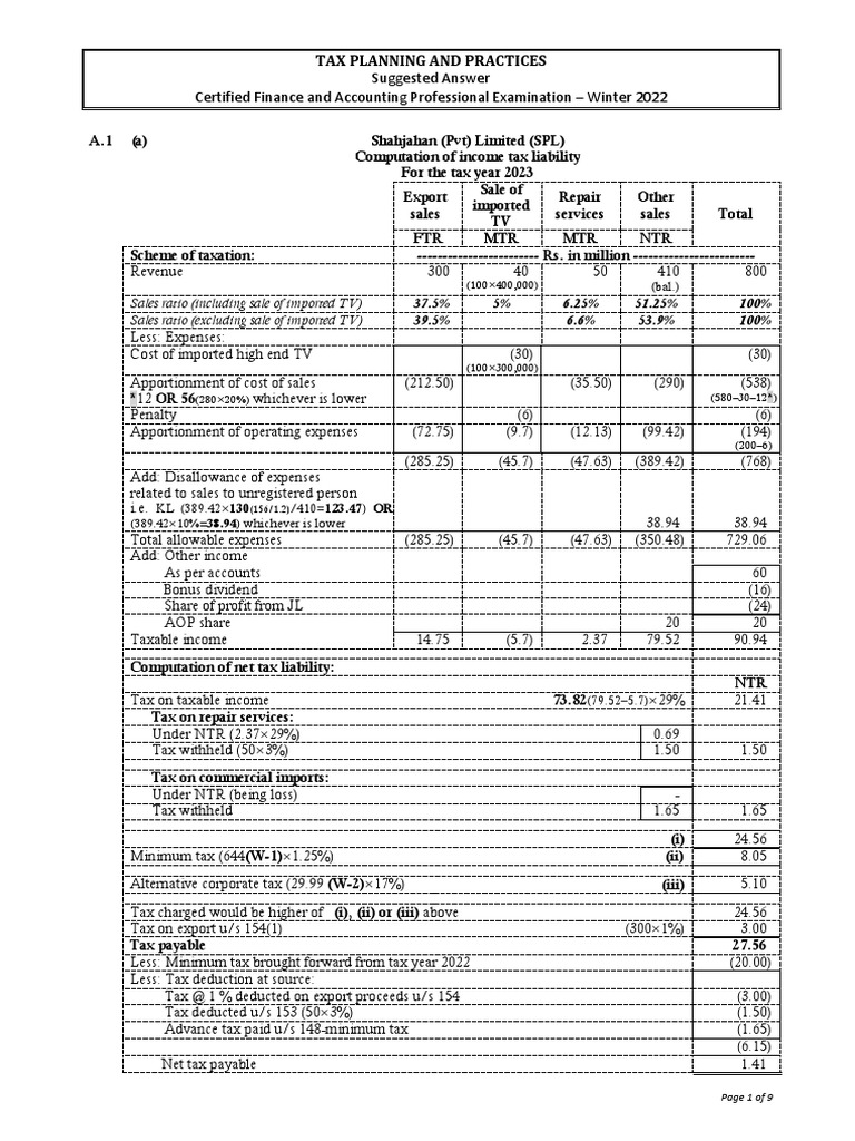 CFAP 5 Winter 2022 | PDF