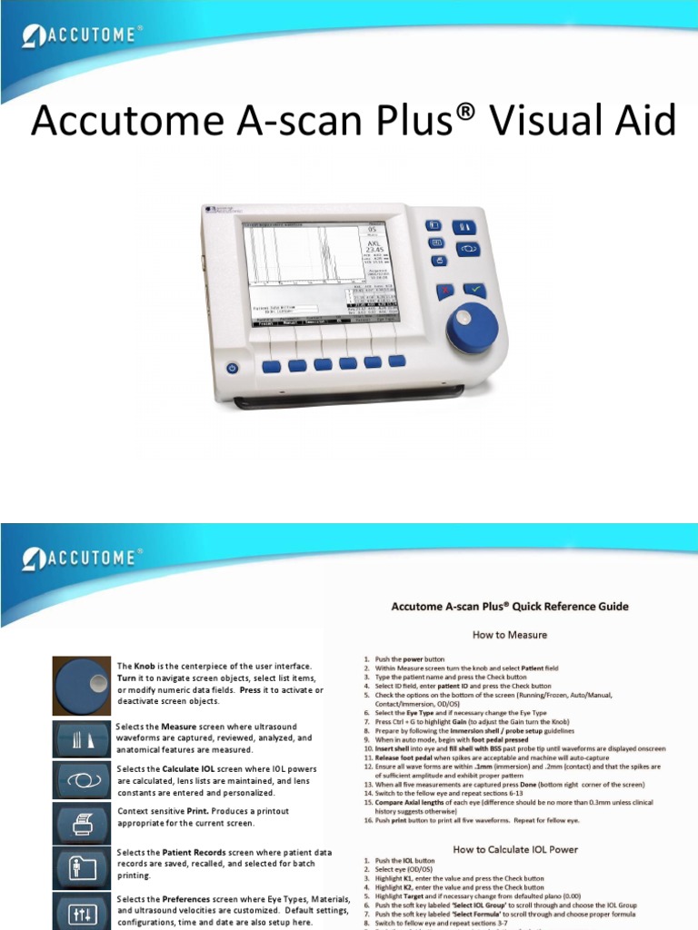 Accutome A-Scan Plus Reference Guide | PDF | Cornea | Eye
