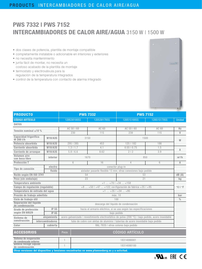 Pfannenberg PWS7332 HOJADEPRODUCTO | PDF