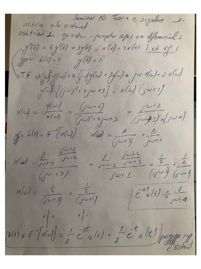 Seminar 10- Teoria e Sinjaleve | PDF