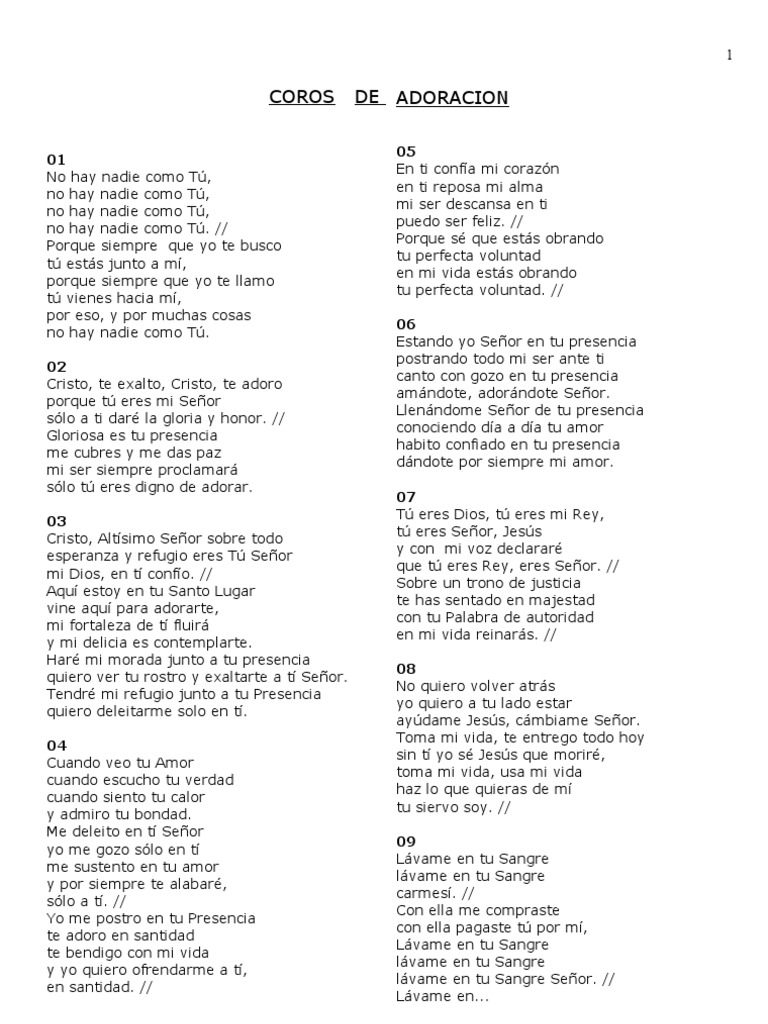 COROS - Coros Adoración | PDF | Amor | Oración