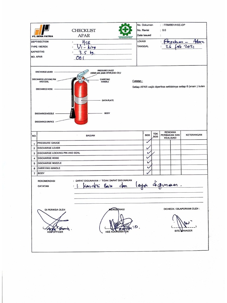 Inspeksi APAR | PDF