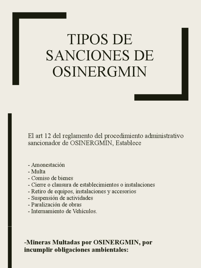 Tipos de Sanciones de Osinergmin | PDF | Negocios