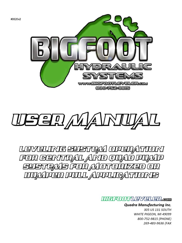 Quadra - Auto Level Model Bigfoot User Manual | PDF