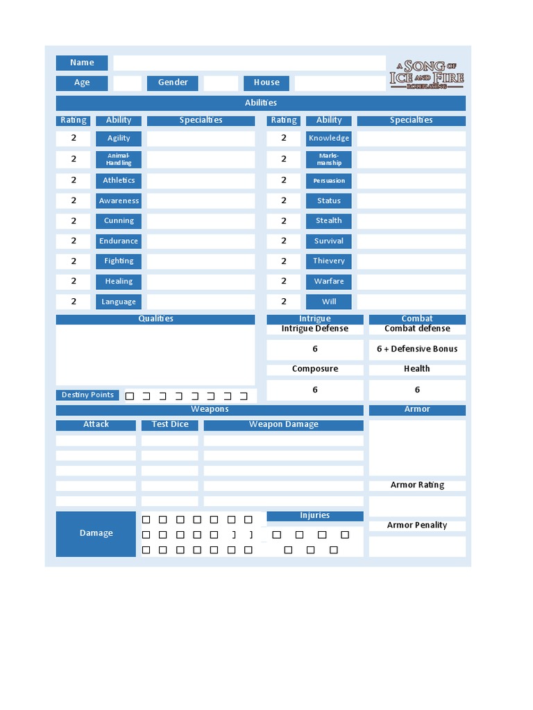 SIFRP Character Sheet 1.0 | PDF
