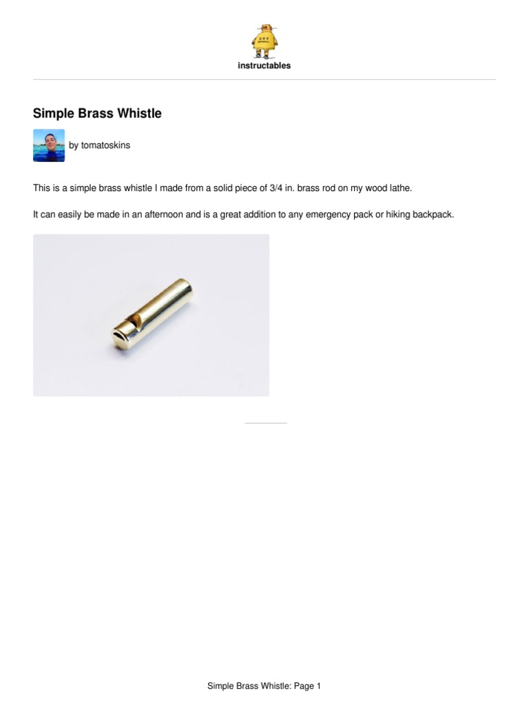 Simple Brass Whistle | PDF | Soldering | Drill