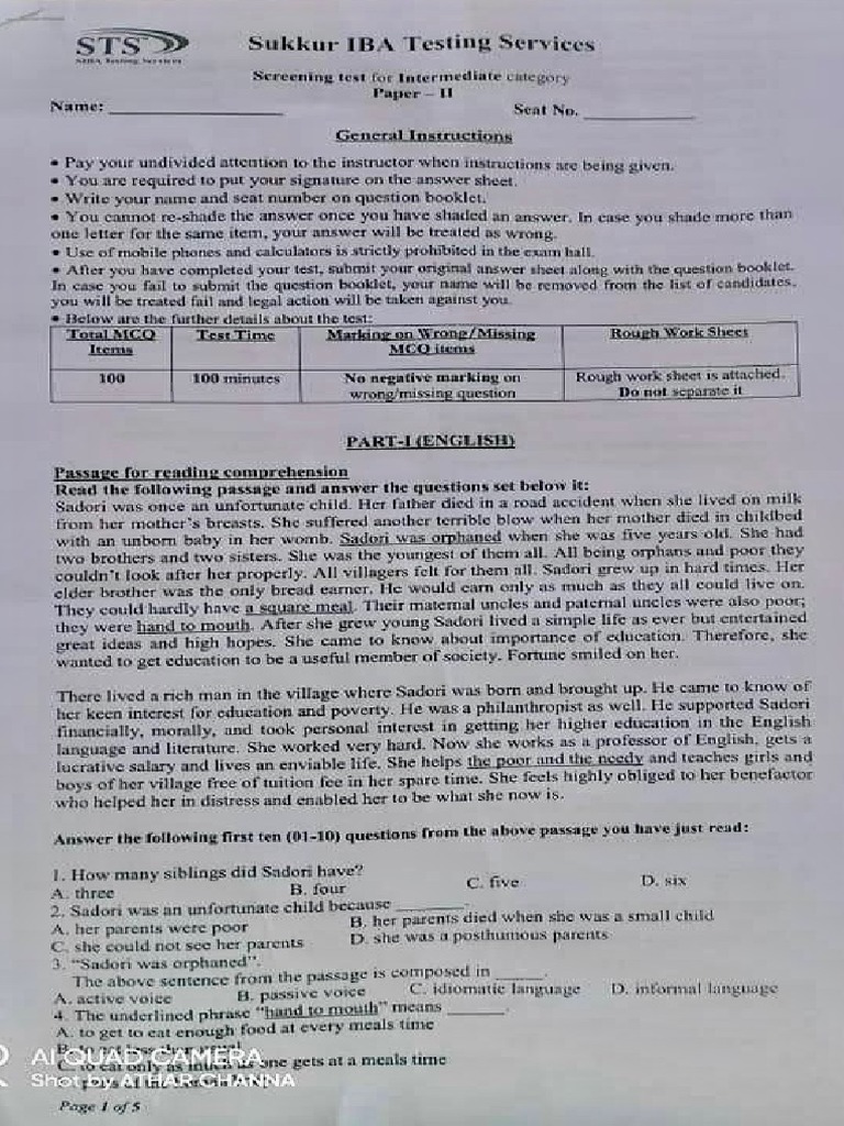 Intermediate Iba STS (13 June 2023) | PDF