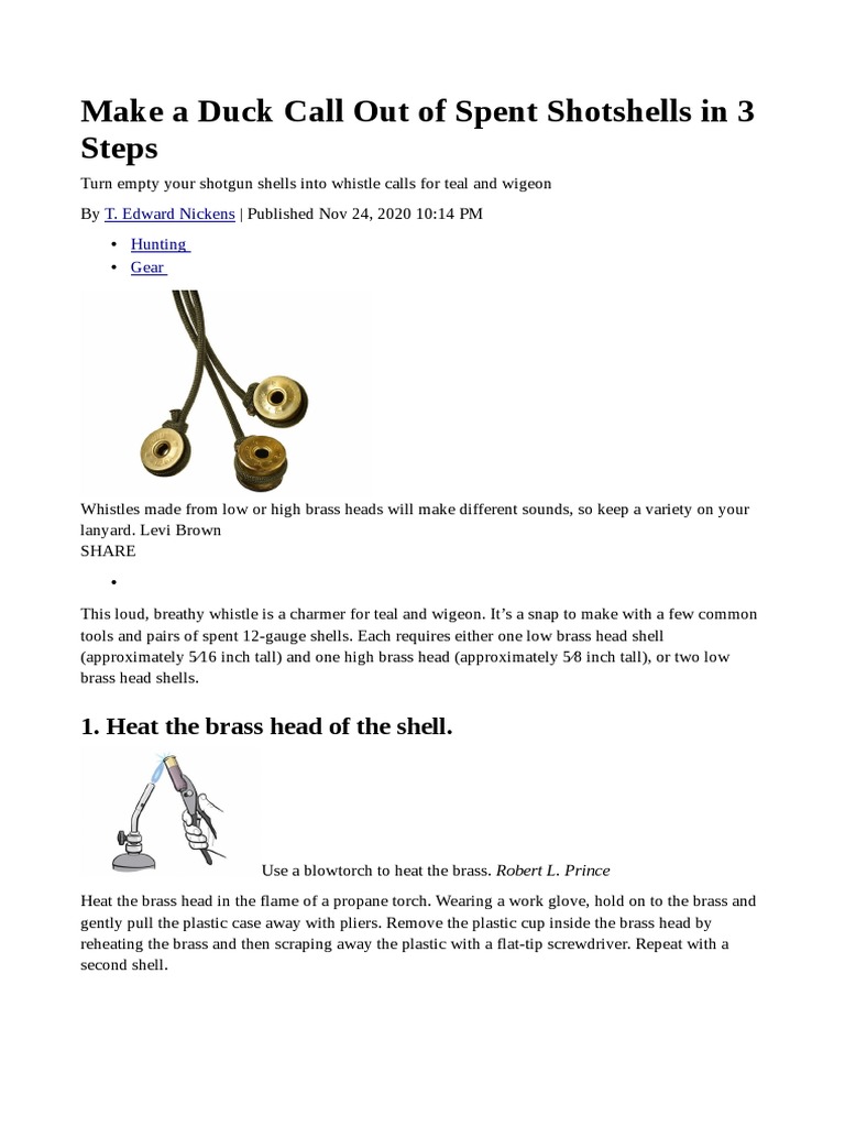 DIY Duck Calls for Hunters | PDF | Sports & Recreation | Home & Garden