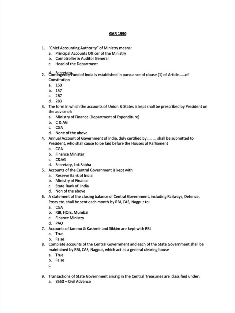 PDF MCQ Gar 1990 - Compress | PDF | Expense | Government Of India