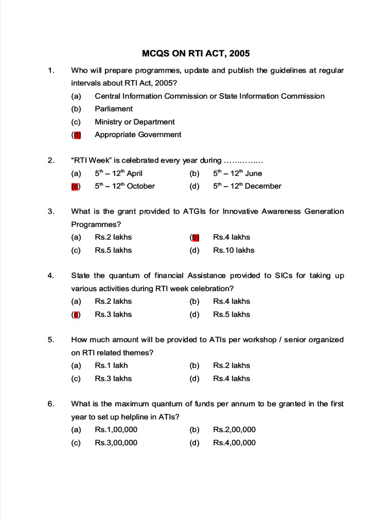Rti MCQ | PDF