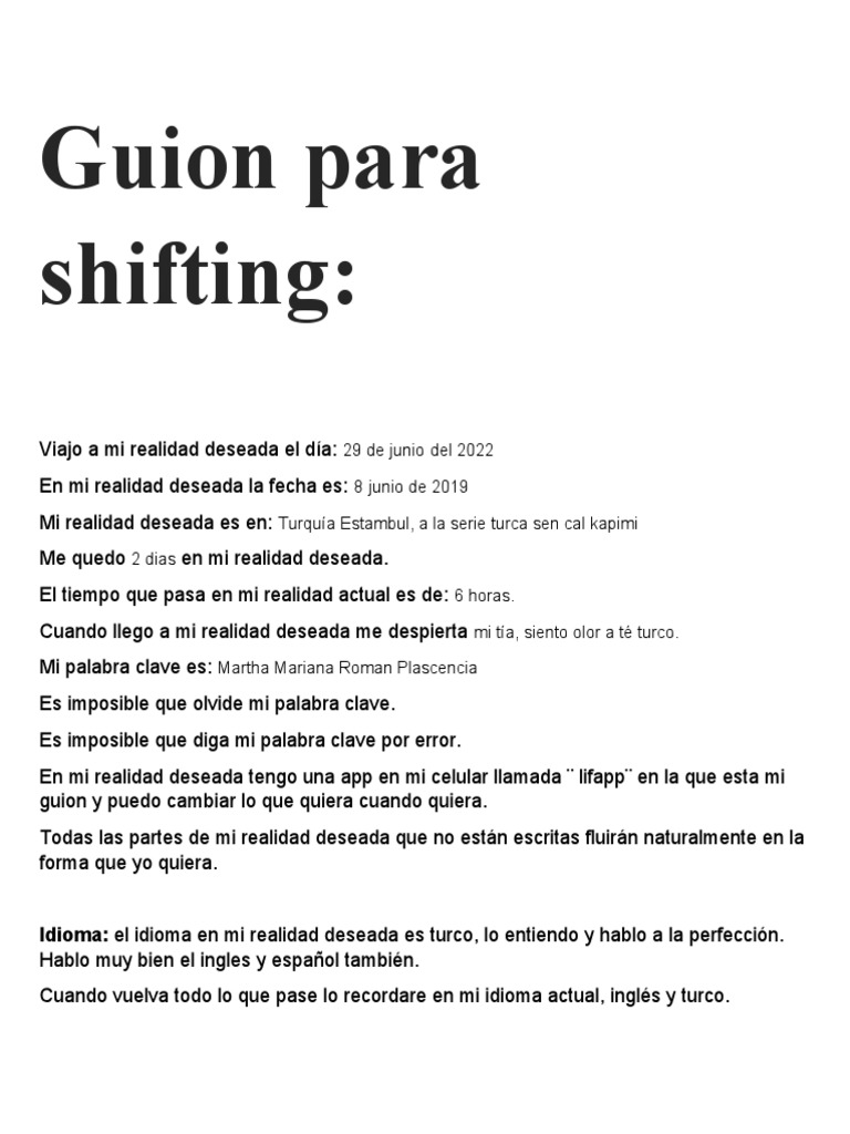 Guion para Shifting Sen Cal Kapimi | PDF