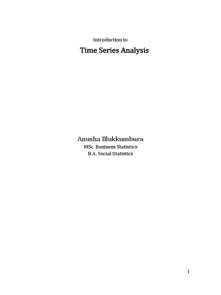 Introduction To Time Series Analysis by | PDF