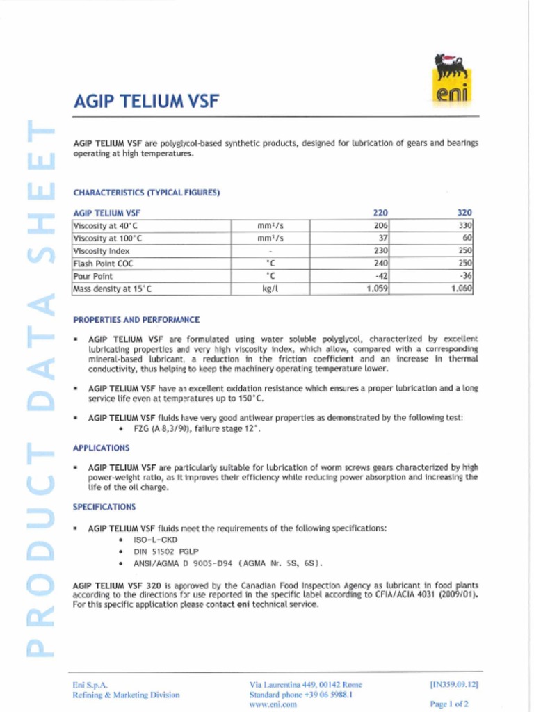 Agip Telium-Vsf - 220 - 320 | PDF