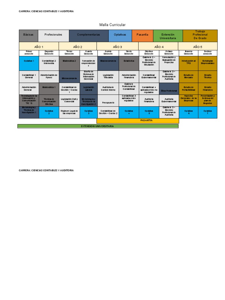 Malla Curricular Contabilidad | PDF | Auditoría | Contabilidad
