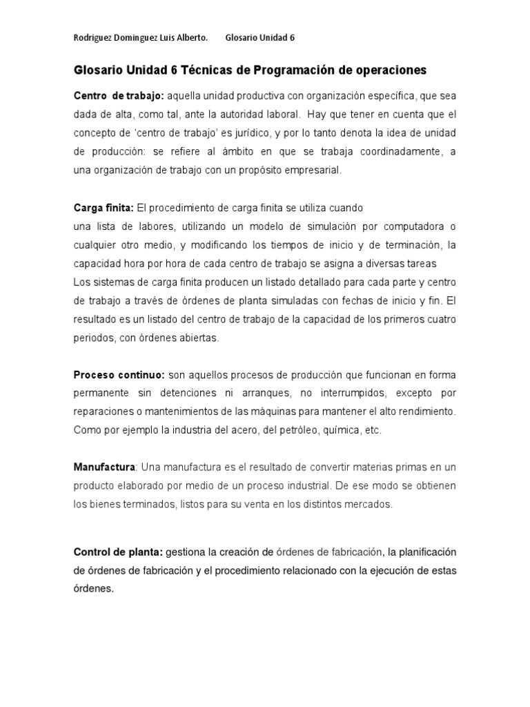 Glosario Unidad 6 | PDF | Economias | Informática