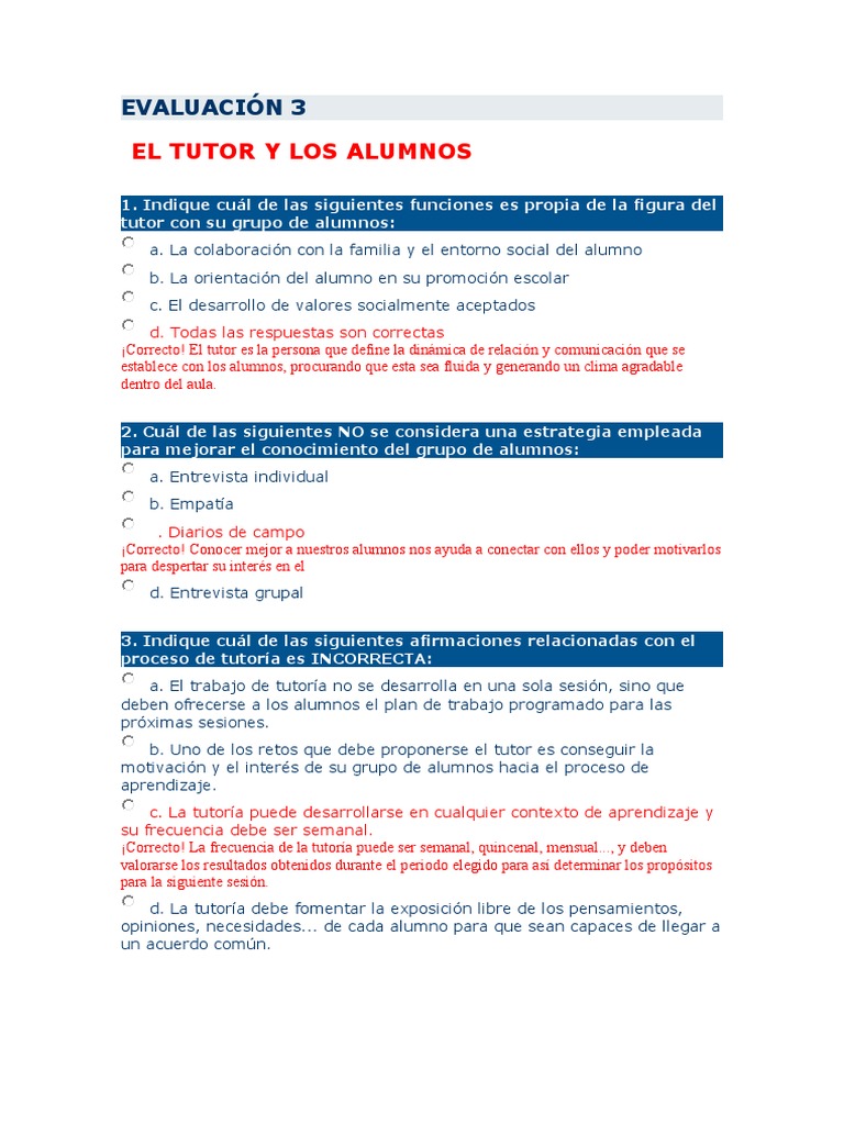 EVALUACIÓN 3 Labor Del Tutor en El Aula | PDF