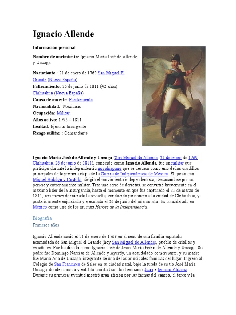 Biografía de Ignacio Allende | PDF | Colonización española de las ...