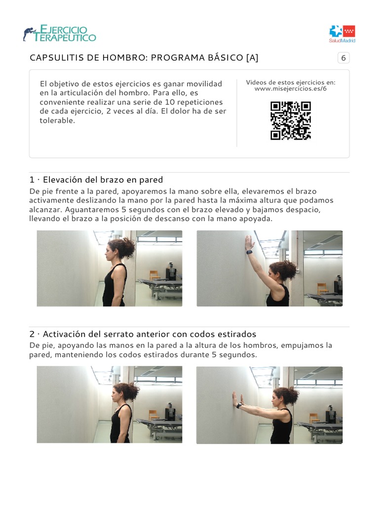 Capsulitis de Hombro - Programa Básico (A) - Ejercicio Terapéutico | PDF