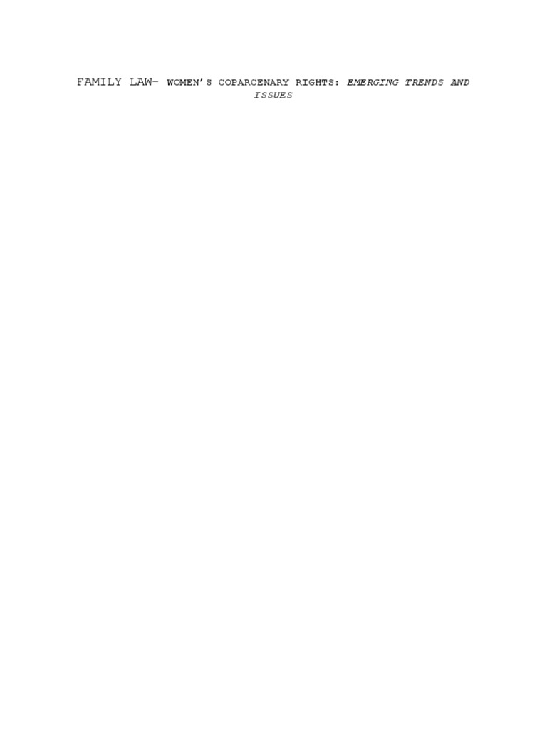 Family Law Womens Coparcenary Rights Emerging Trends and Issues | PDF ...