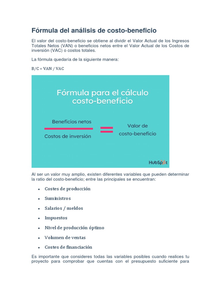 Fórmula Del Análisis de Costo | PDF