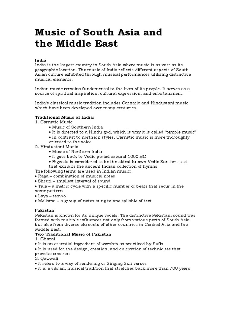 South Asian and Middle Eastern Music | PDF | Performing Arts
