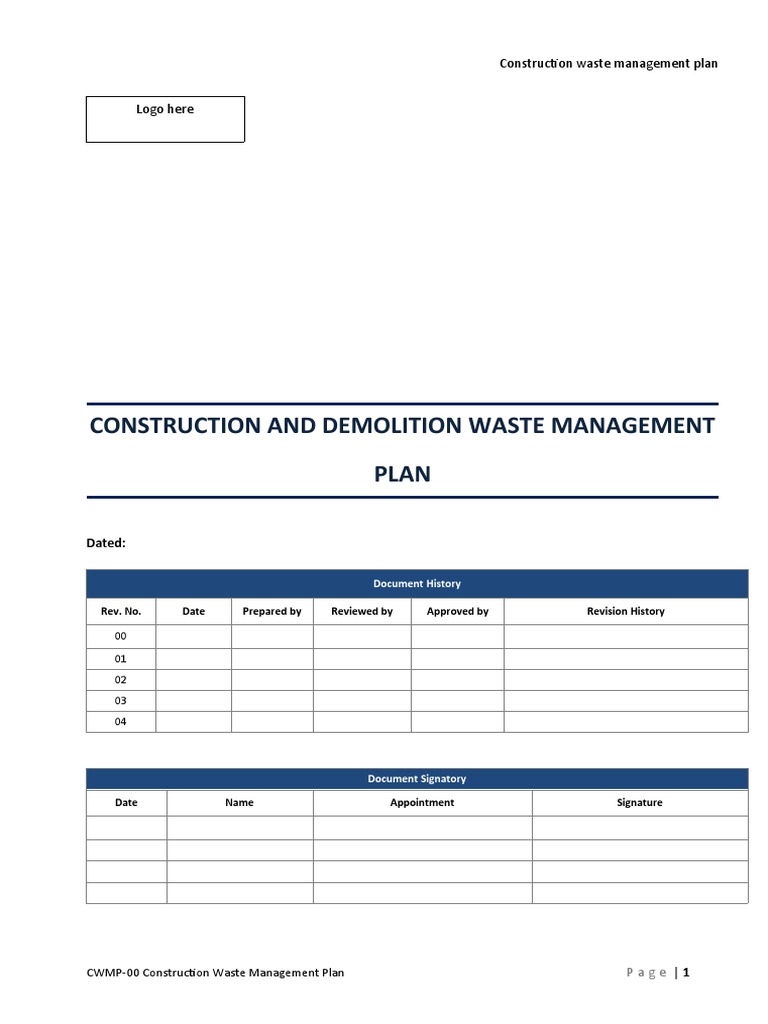 CWMP-00 Construction Waste Management Plan | PDF | Waste Management | Waste