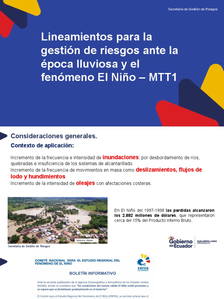 Lineamientos ENOS MTT1 - Manabí | PDF | El niño | Saneamiento