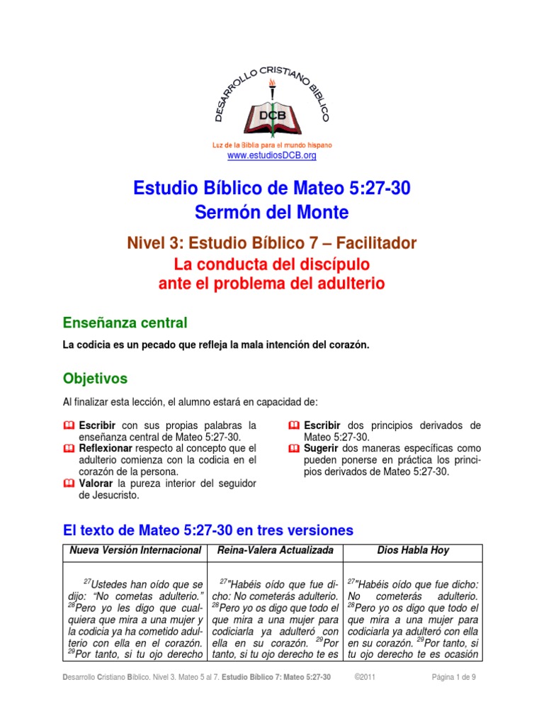 Estudio Biblico Mateo N3 7F | PDF | Adulterio | Pecado