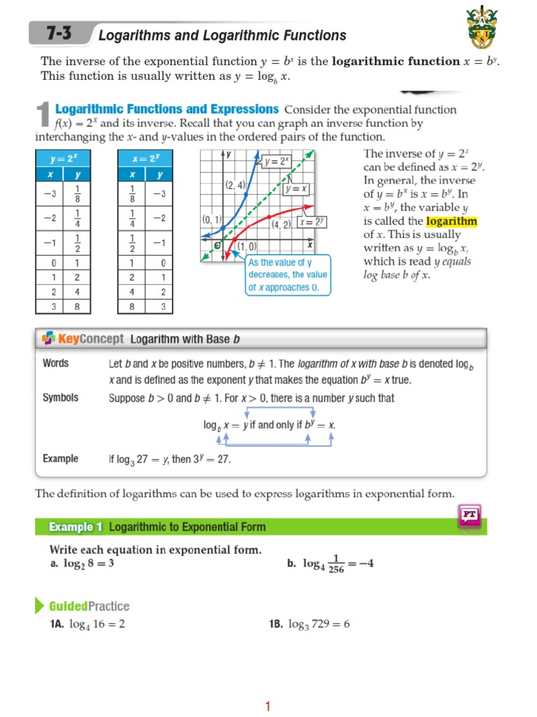 Logarithms and Logarithmic Functions | PDF