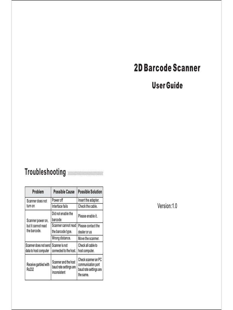 2D Barcode Scanner User Manual. | PDF | Barcode | Image Scanner