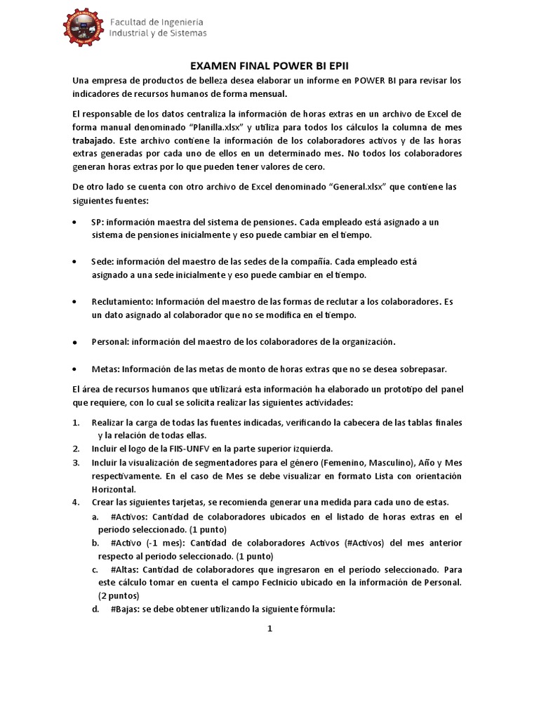 Examen Final Power BI FIIS (2) | PDF