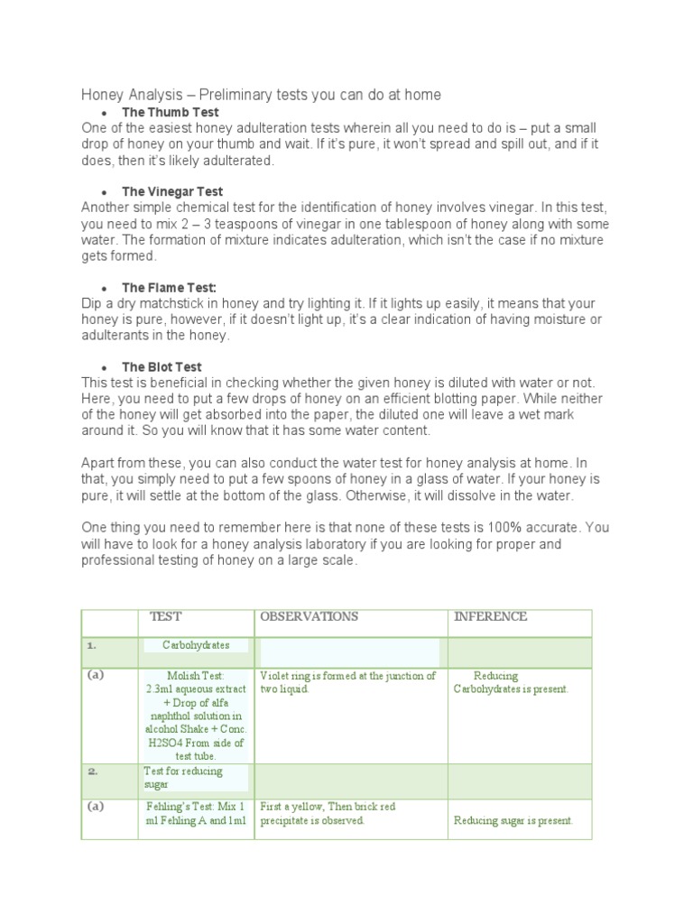 04 Honey Analysis | PDF | Chemistry | Chemical Substances