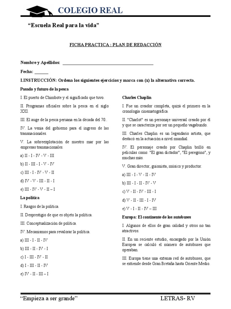 Ficha-plan de Redacción | PDF