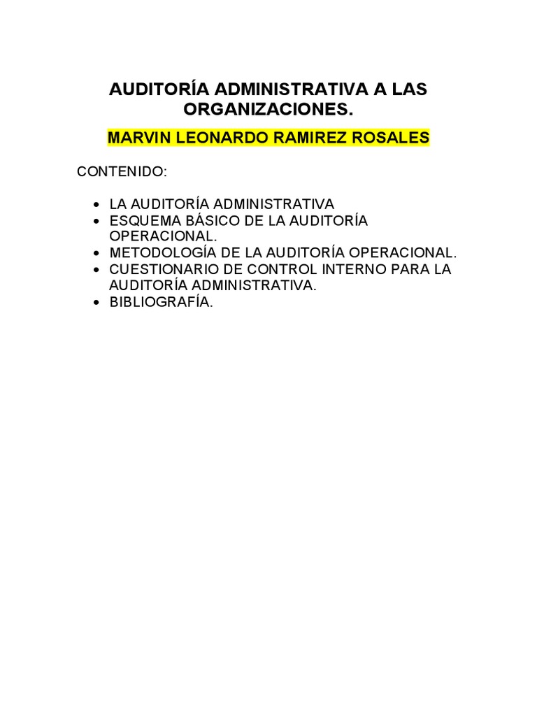 Auditoria Administrativa y Operacional | PDF | Auditoría | Planificación