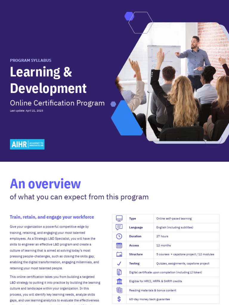 Learning_Development_Certificate_Program_Syllabus_AIHR | PDF | Analytics | Learning