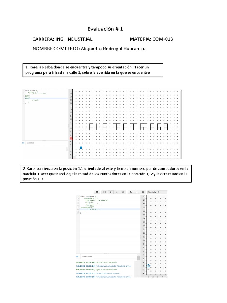 Evaluación 1 Karel | PDF