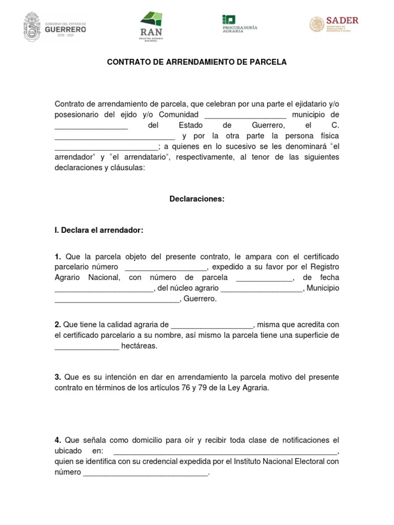 Contrato de Arrendamiento de Parcela | PDF