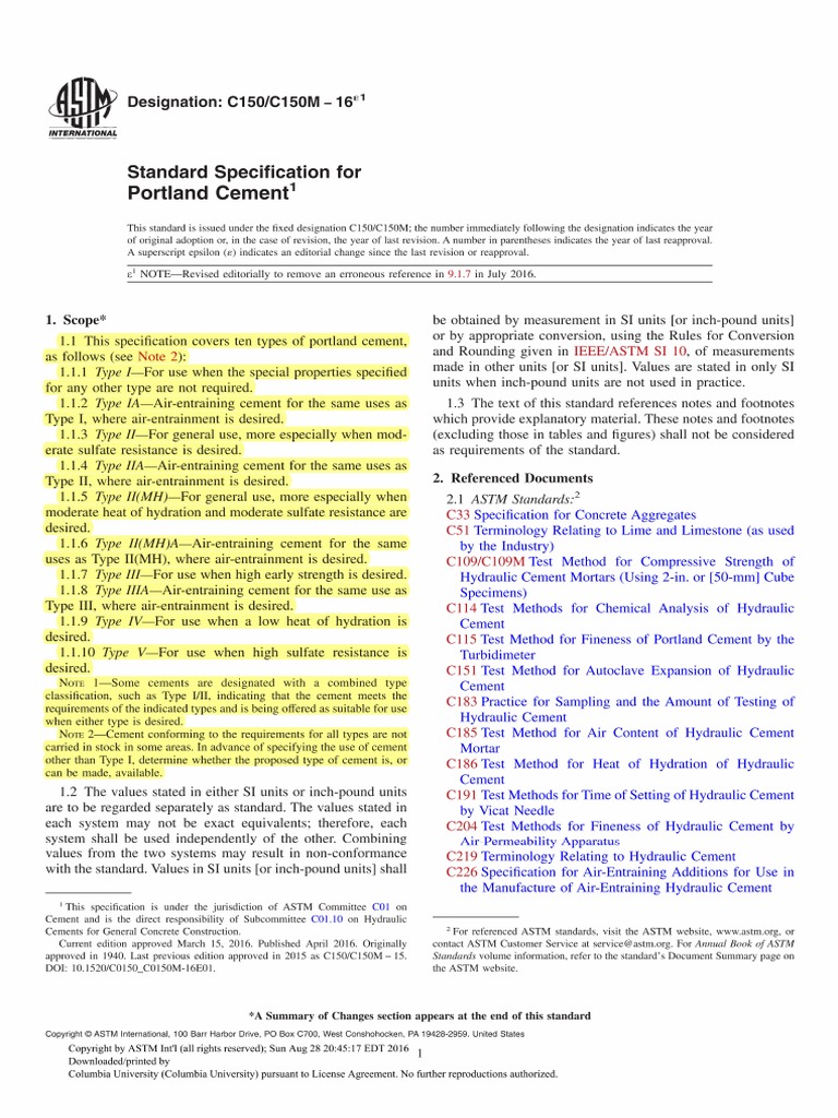 Astm c150 | PDF
